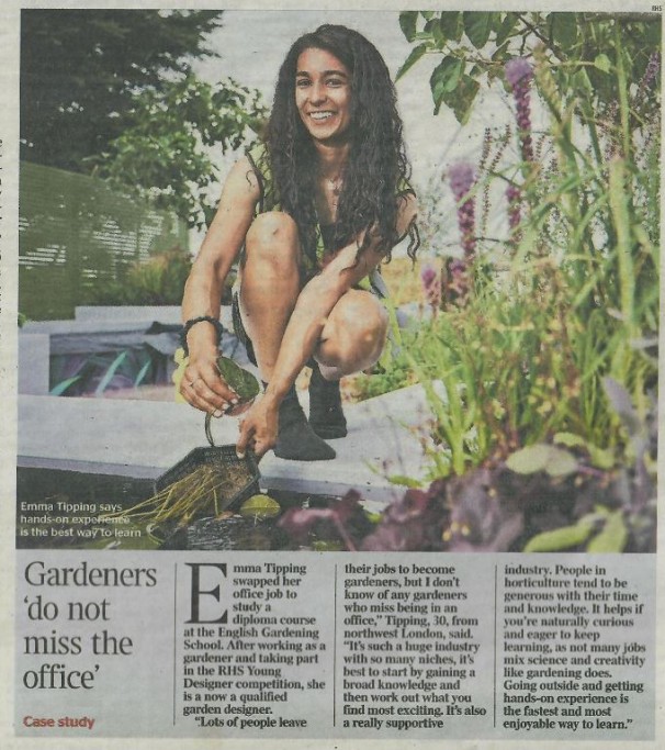 EGS ALUMNI EMMA TIPPING ON HER NEW CAREER : The English Gardening School